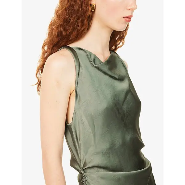 Vince Twisted Ruched Satin Maxi Dress