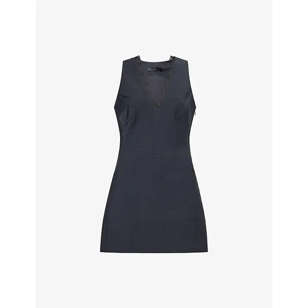 SIR. Mathias Wool-blend Mini Dress - Slate