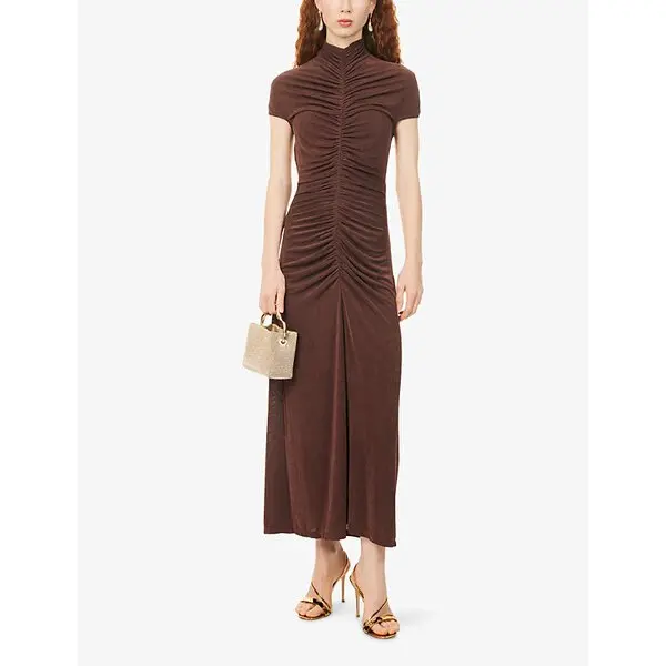 Anna October Priscilla Ruched Stretch-woven Midi Dress