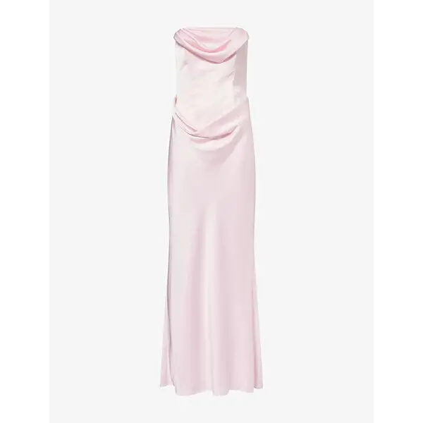 ROTATE BY BIRGER CHRISTENSEN Draped Satin Maxi Dress - Blushing Bride