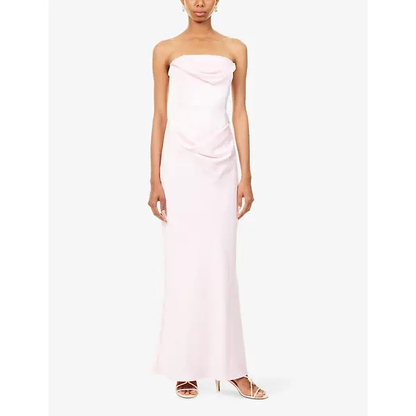 ROTATE BY BIRGER CHRISTENSEN Draped Satin Maxi Dress - Blushing Bride