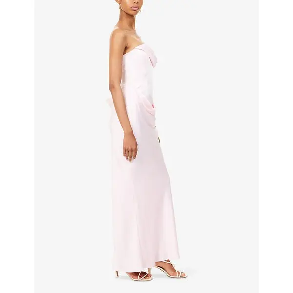 ROTATE BY BIRGER CHRISTENSEN Draped Satin Maxi Dress - Blushing Bride