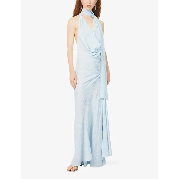 Anna October Kelly Draped Satin Maxi Dress