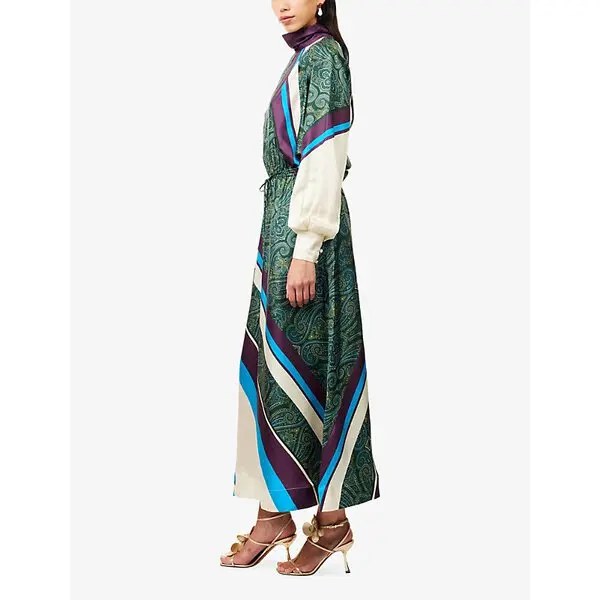 ALEMAIS Joni Printed Silk Midi Dress