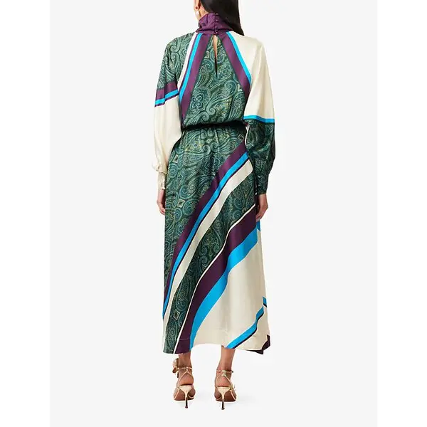 ALEMAIS Joni Printed Silk Midi Dress
