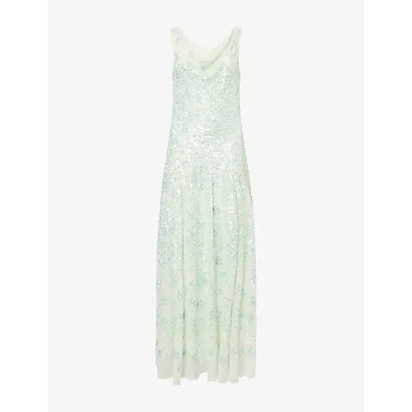NEEDLE & THREAD Freya Georgette Sequin-embellished Gown - Soft Mint