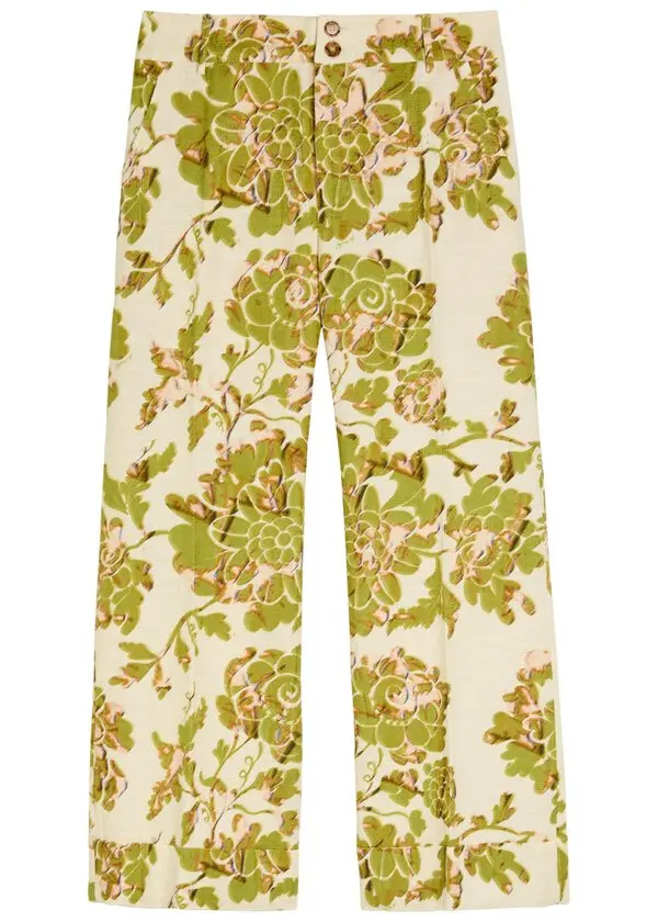 La DoubleJ Hendrix Floral-print Woven Trousers - Beige