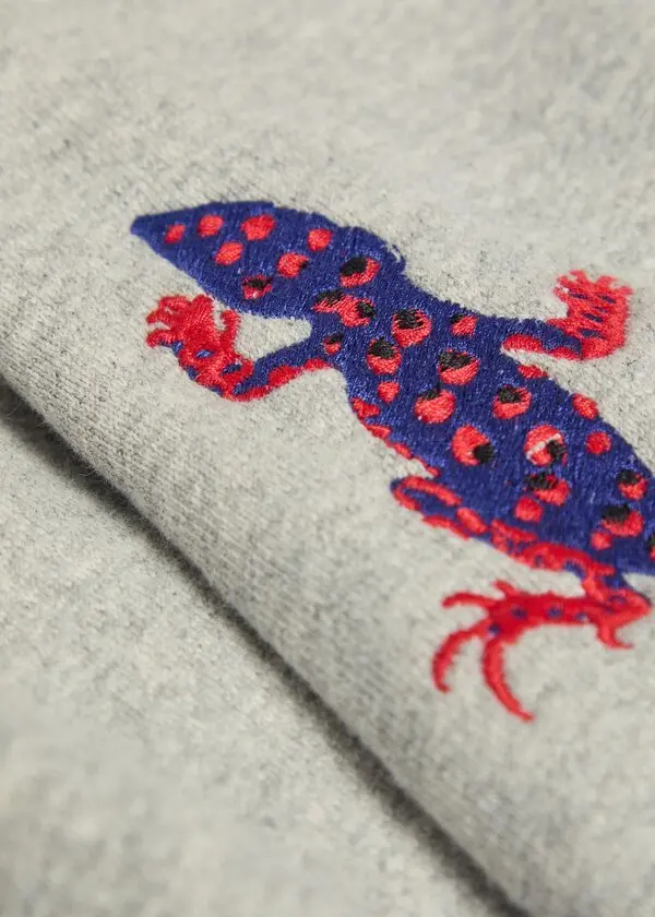 CHERRY LOS ANGELES Gecko Embroidered Zip-through Cotton-blend Sweatshirt
