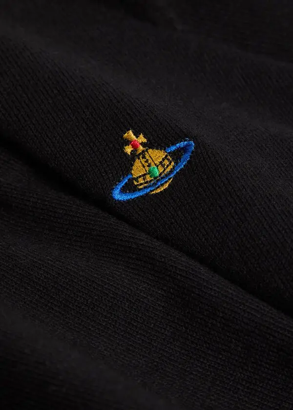VIVIENNE WESTWOOD Logo-embroidered Wool And Cashmere-blend Polo Shirt - Black