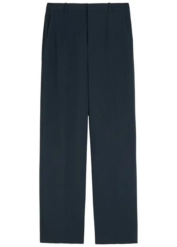 Vince Relaxed Straight-leg Crepe Trousers - Navy