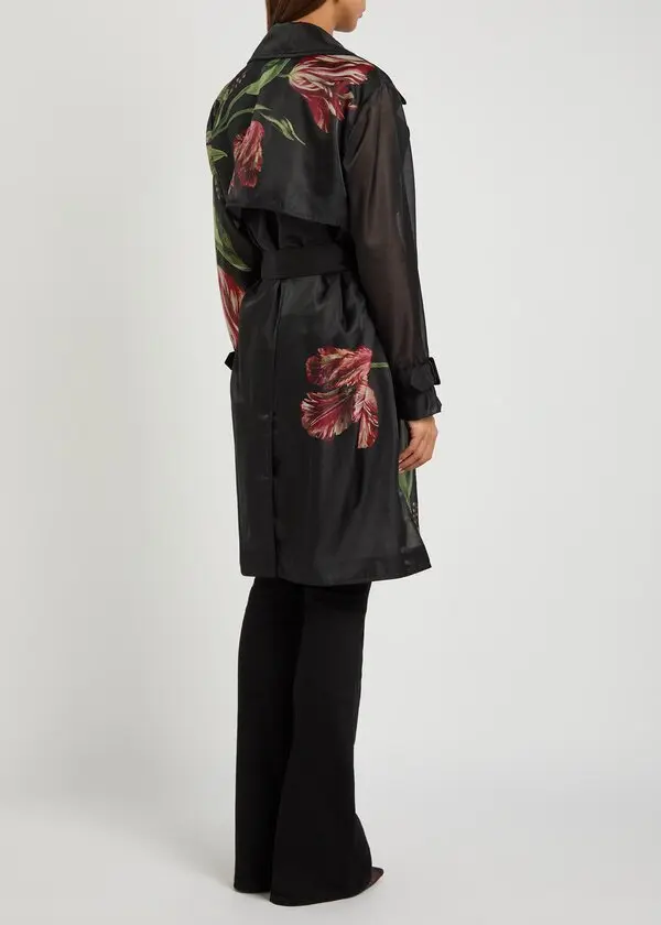 Alice + Olivia Silvia Floral-print Organza Trench Coat