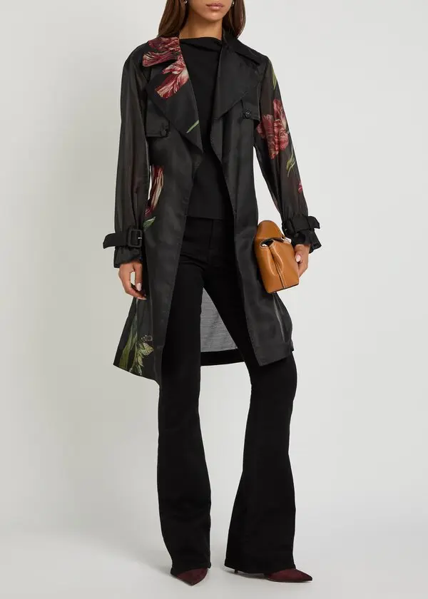 Alice + Olivia Silvia Floral-print Organza Trench Coat