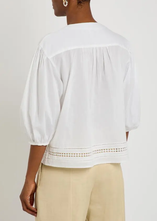 Polo Ralph Lauren Cutwork Embroidery Cotton Blouse - White