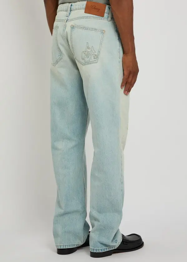 CHERRY LOS ANGELES Distressed Relaxed Straight-leg Jeans