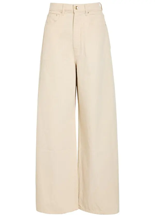 Ossou Slick Wide-leg Denim Jeans - Beige