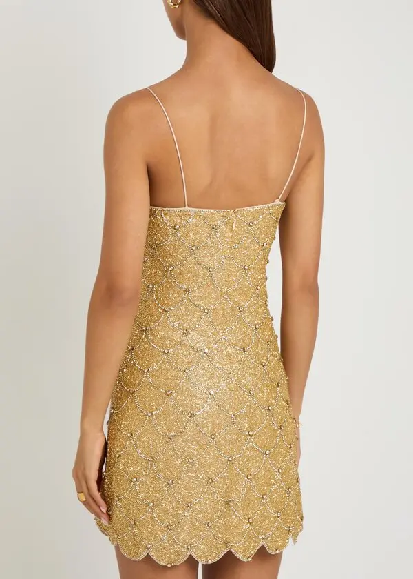 Alice + Olivia Nina Scalloped Embellished Mini Dress