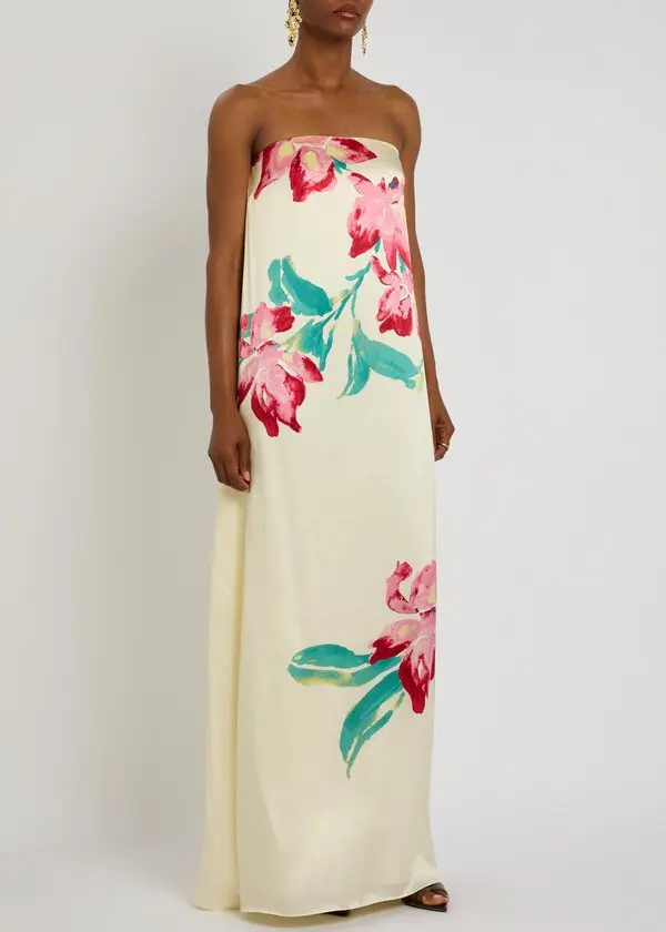 Rebecca Vallance Sunblush Bloom Floral-print Silk Maxi Dress - Multicoloured