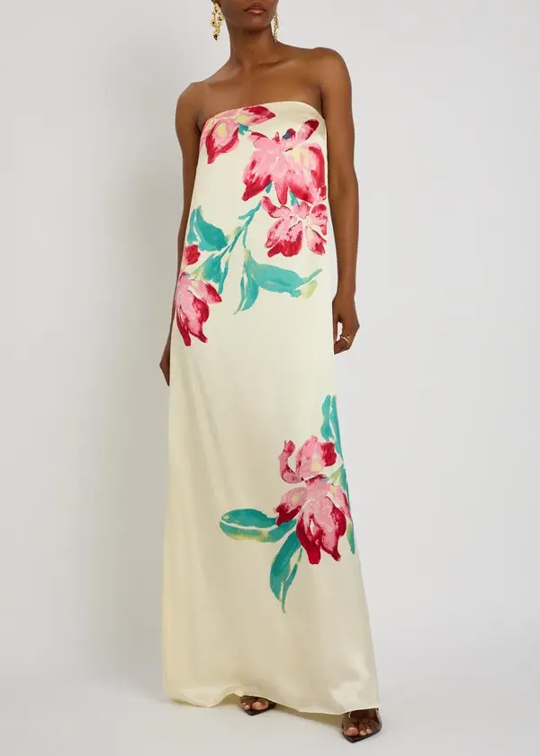 Rebecca Vallance Sunblush Bloom Floral-print Silk Maxi Dress - Multicoloured