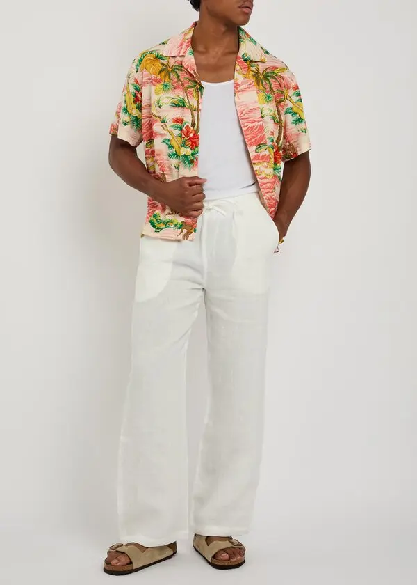 CHERRY LOS ANGELES Wide-leg Linen Beach Trousers