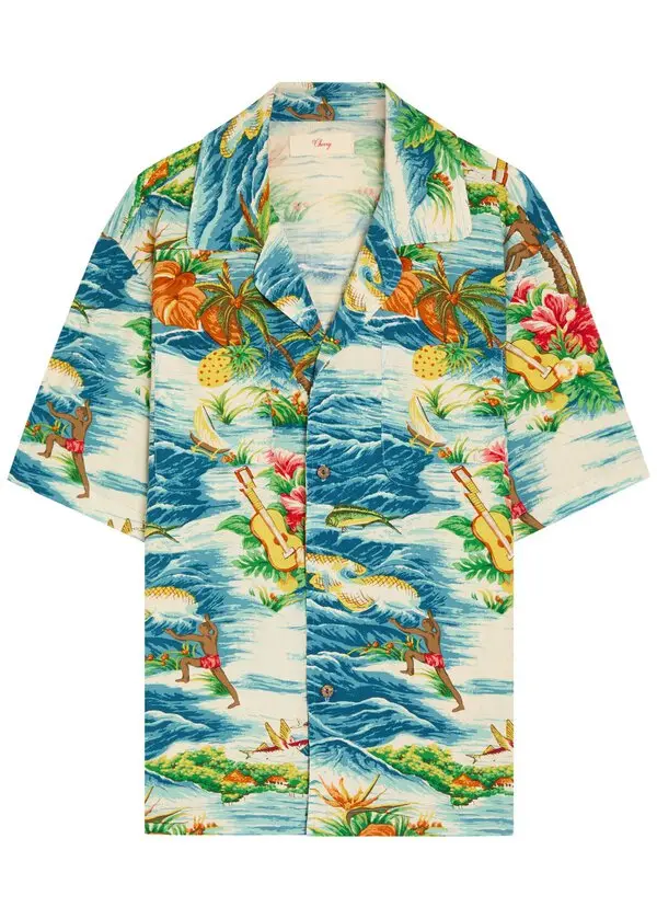 CHERRY LOS ANGELES Hawaiian Vacation Printed Rayon Poplin Shirt - Multicoloured 1