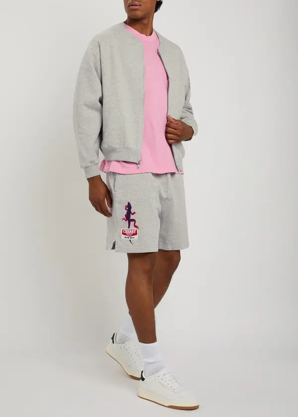 CHERRY LOS ANGELES Gecko Embroidered Cotton-blend Sweatshorts