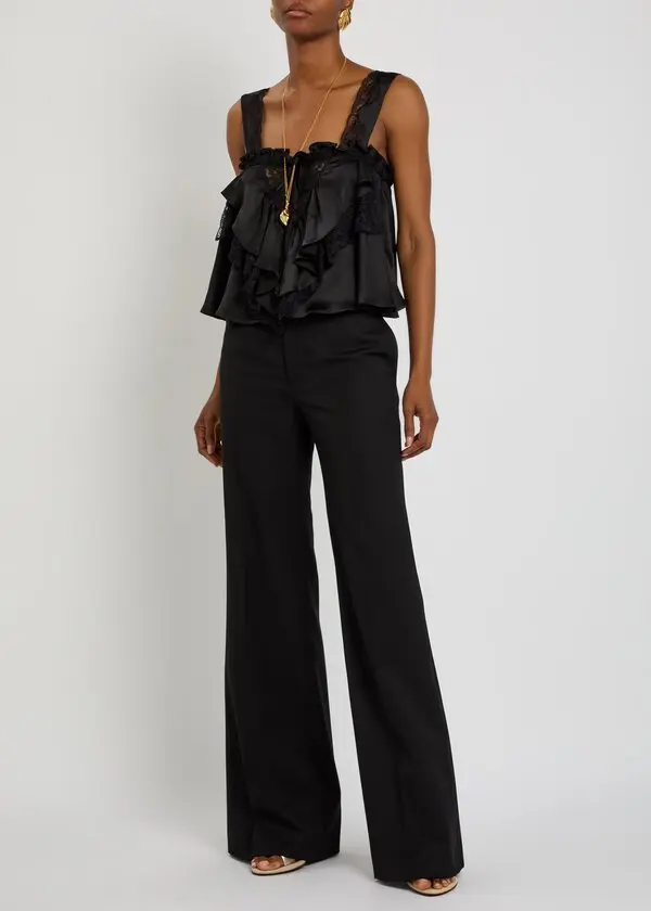 Chloé Lace-embellished Ruffled Silk Blouse