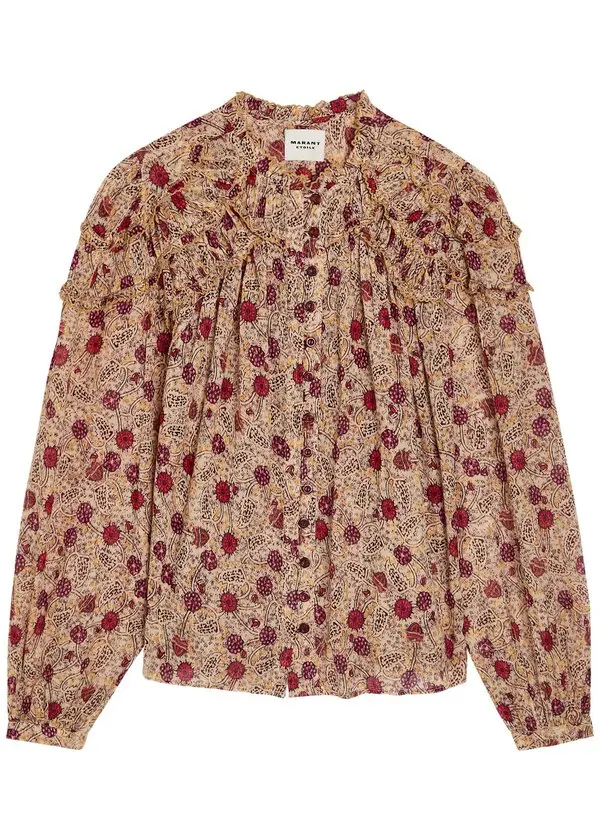 Isabel Marant Étoile Christa Ruffled Floral-print Cotton Shirt - Multicoloured
