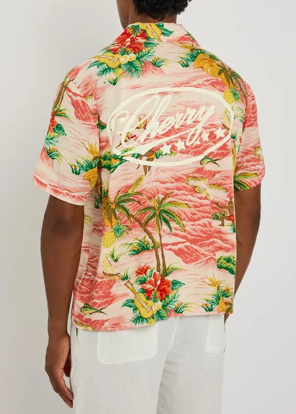 CHERRY LOS ANGELES Hawaiian Vacation Printed Rayon Poplin Shirt - Multi 02