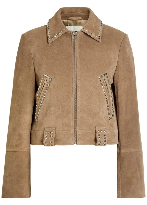 Staud Hugo Stud-embellished Suede Jacket