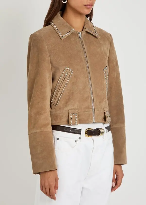 Staud Hugo Stud-embellished Suede Jacket