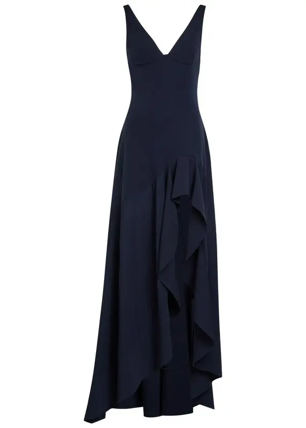 Stella McCartney Frill Woven Maxi Dress - Navy