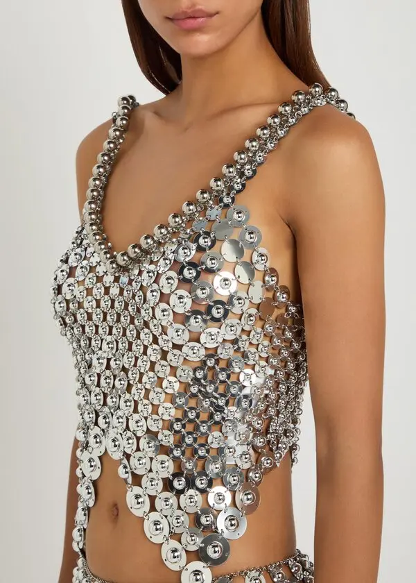 Rabanne Disc Link Metal Cropped Top