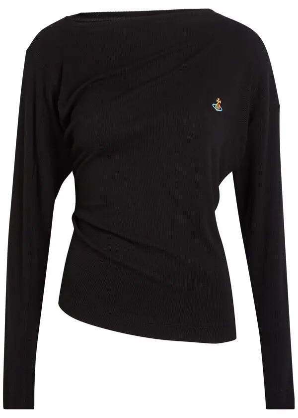 VIVIENNE WESTWOOD Hebo Asymmetric Long-sleeve Knit Top - Black