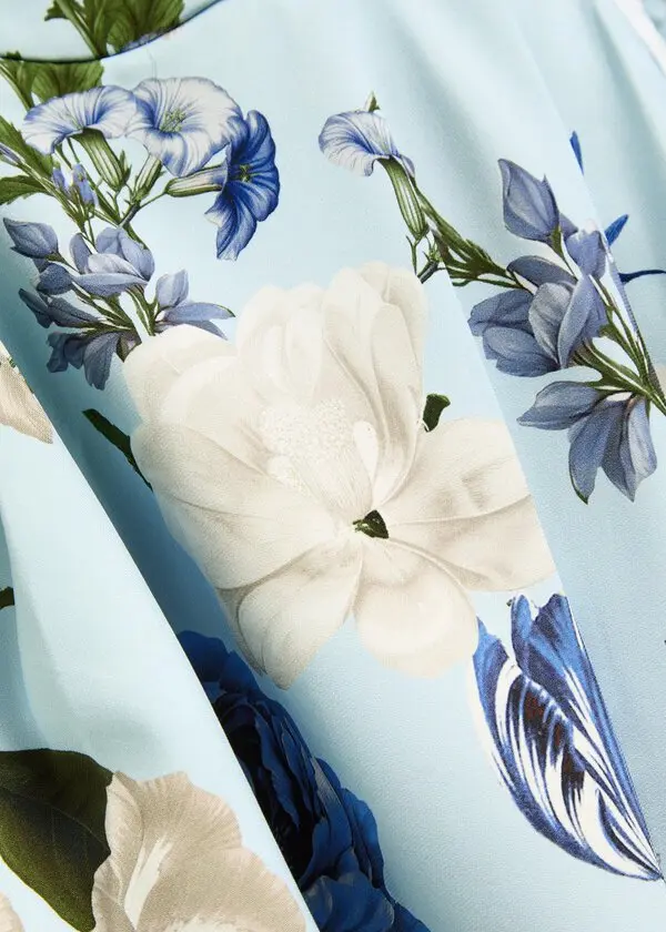 Alice + Olivia Estrella Floral Print Cowl Neck Mini Dress - Blue