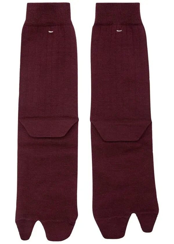 MAISON MARGIELA Tabi Ribbed-knit Wool-blend Socks - Bordeaux
