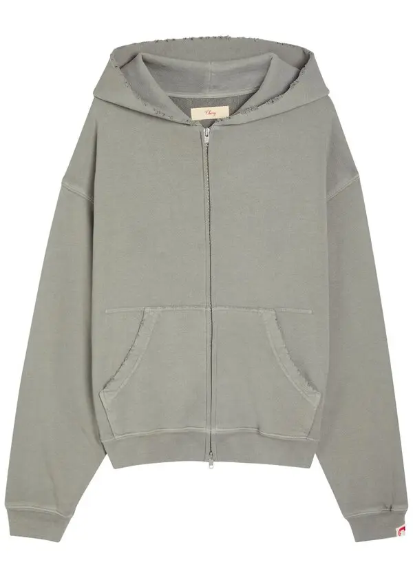 CHERRY LOS ANGELES Distressed Hooded Cotton Sweatshirt - Grey