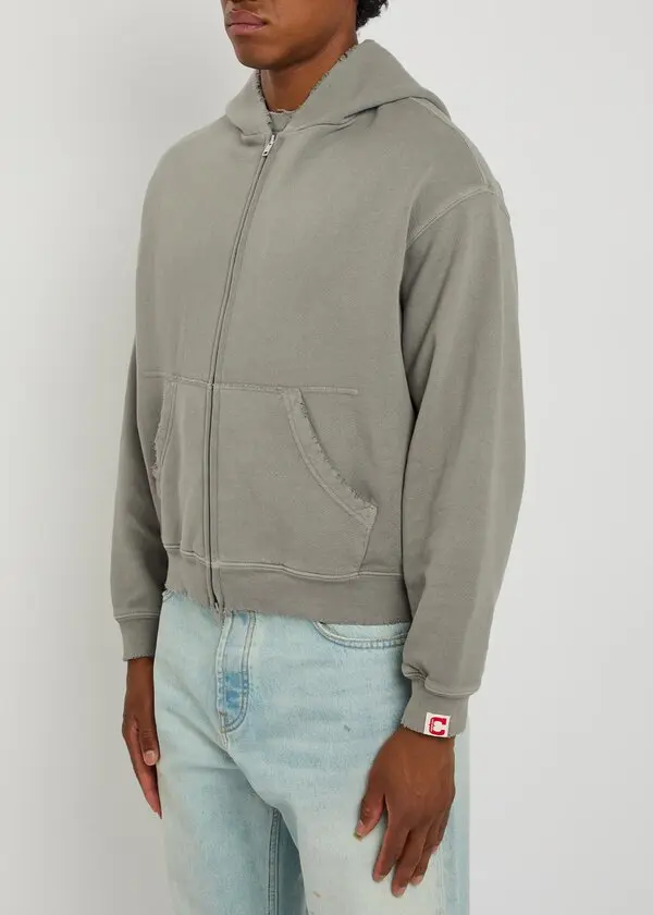 CHERRY LOS ANGELES Distressed Hooded Cotton Sweatshirt