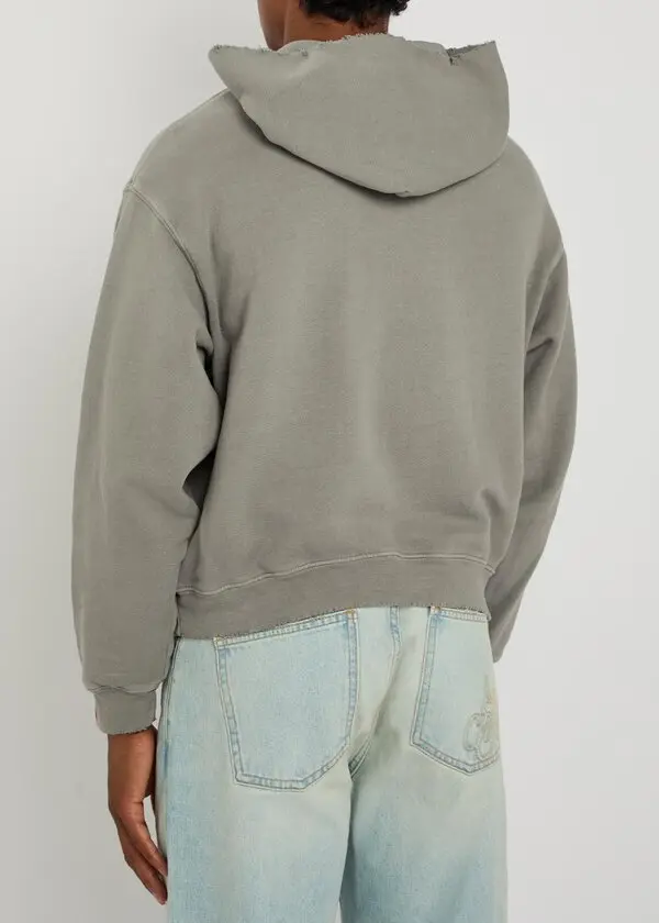 CHERRY LOS ANGELES Distressed Hooded Cotton Sweatshirt