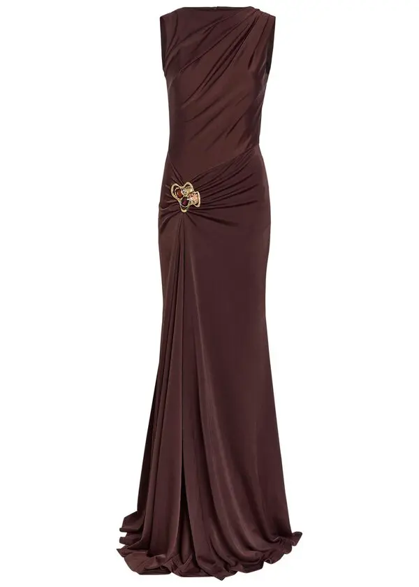 Rebecca Vallance Hazine Sculpted Stretch-jersey Maxi Dress - Brown