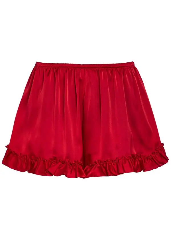 Simone Rocha Ruffled Stretch-satin Shorts - Red