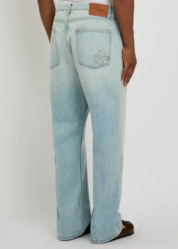 CHERRY LOS ANGELES Distressed Wide-leg Jeans