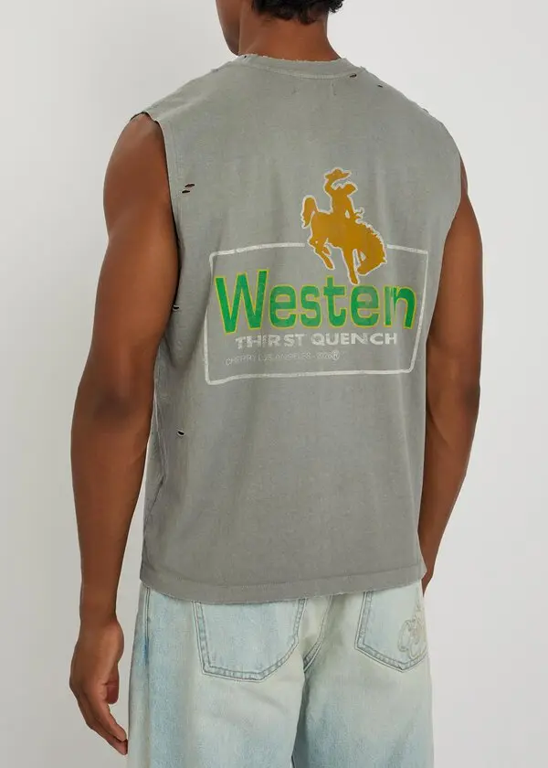 CHERRY LOS ANGELES Thirst Quencher Printed Distressed Running Vest