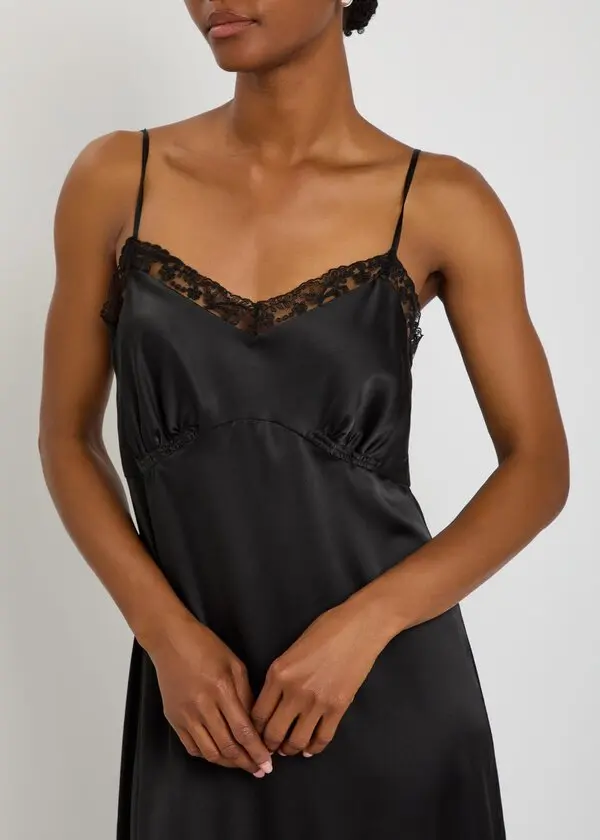 Simone Rocha Ruffled Lace-trim Satin Midi Slip Dress