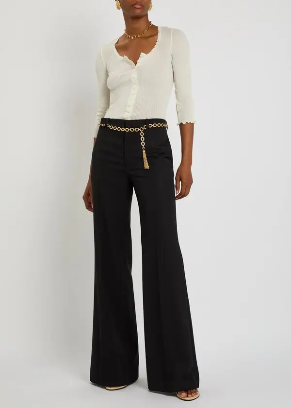 Chloé Ribbed Lace-trims Cotton And Silk-blend Top