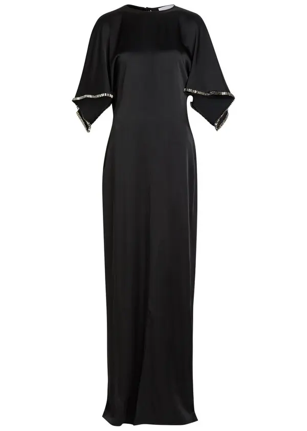 Stella McCartney Embellished Satin-crepe Maxi Dress - Black