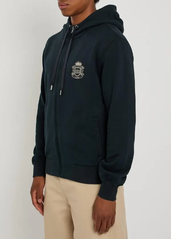 Dolce & Gabbana Hooded Logo-embroidered Cotton Sweatshirt