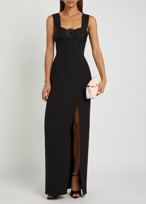 PATRICK MCDOWELL Floral-appliquéd Wool-blend Maxi Dress