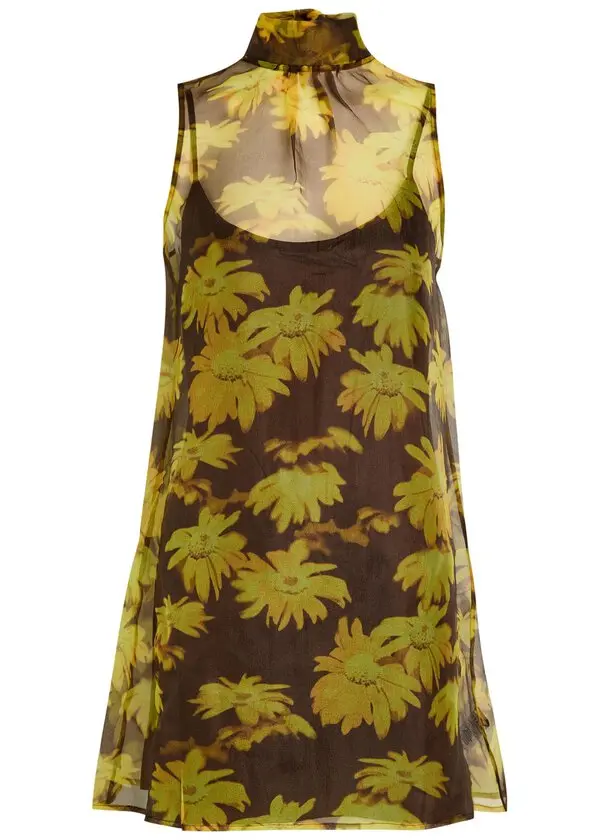 Staud Ablee Floral-print Organza Mini Dress - Multicoloured