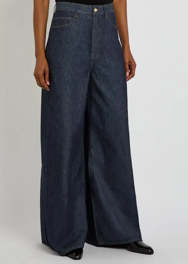 Ossou Slick Wide-leg Denim Jeans