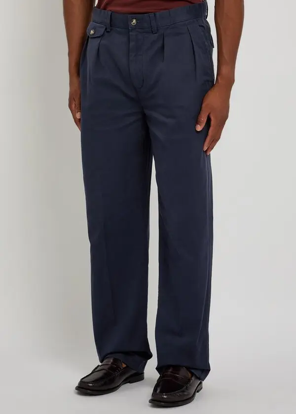 Gant Pleated Cotton-twill Chinos